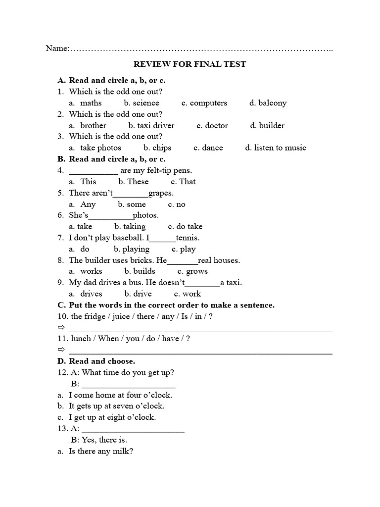 Final Test Review Worksheet | PDF | Wright Brothers