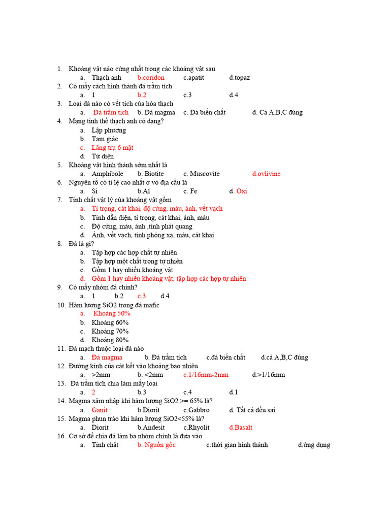 (Key) Bài TN lần 2 | PDF