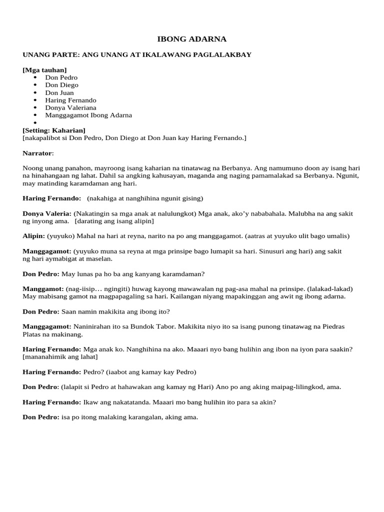 IBONG ADARNA Script | PDF