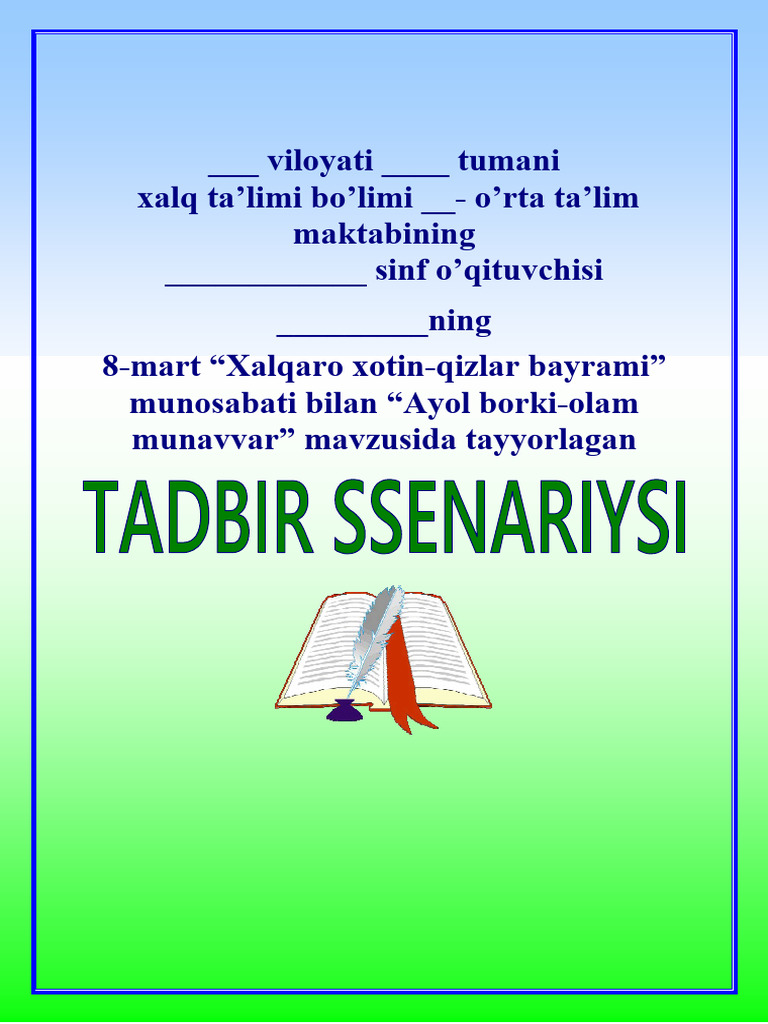 WWW - Idum.uz - 8 - Mart - Tadbir - Ssenariysi - Ayol Borki - Olam ...