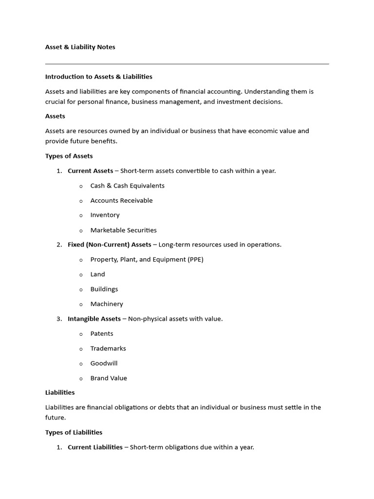 Understanding Assets and Liabilities | PDF
