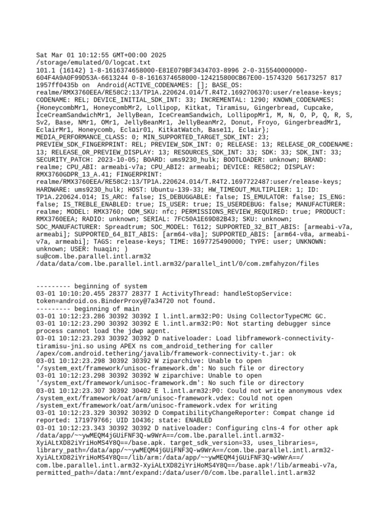 Logcat | PDF | Java (Programming Language) | Operating System Families