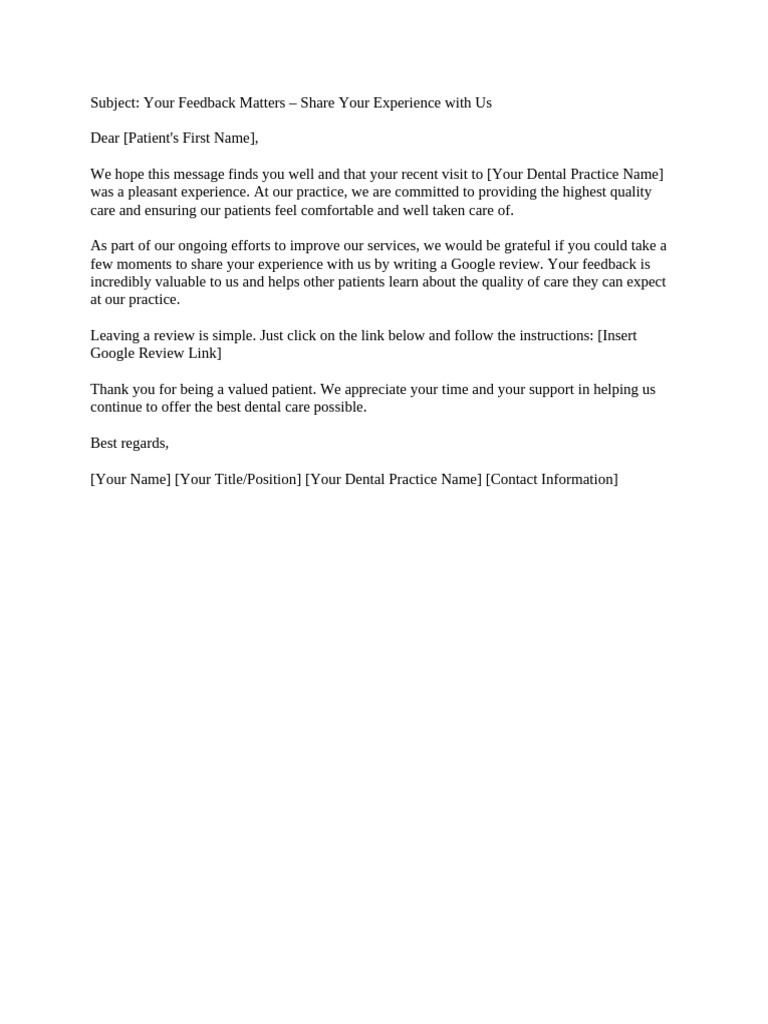 Request for Patient Feedback Review | PDF