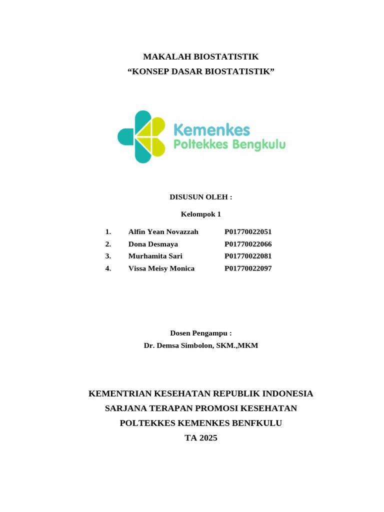 MAKALAH BIOSTATISTIK KEL.1 Aecc | PDF