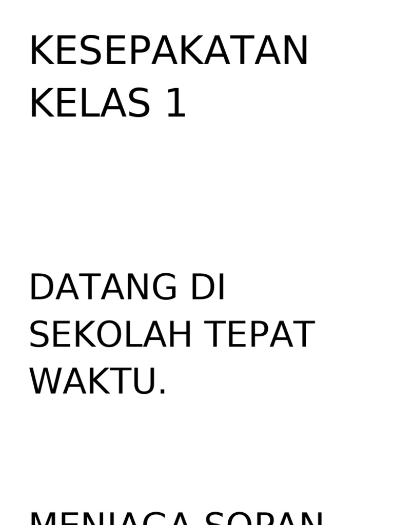 Kesepakatan Kelas 1 Pdf