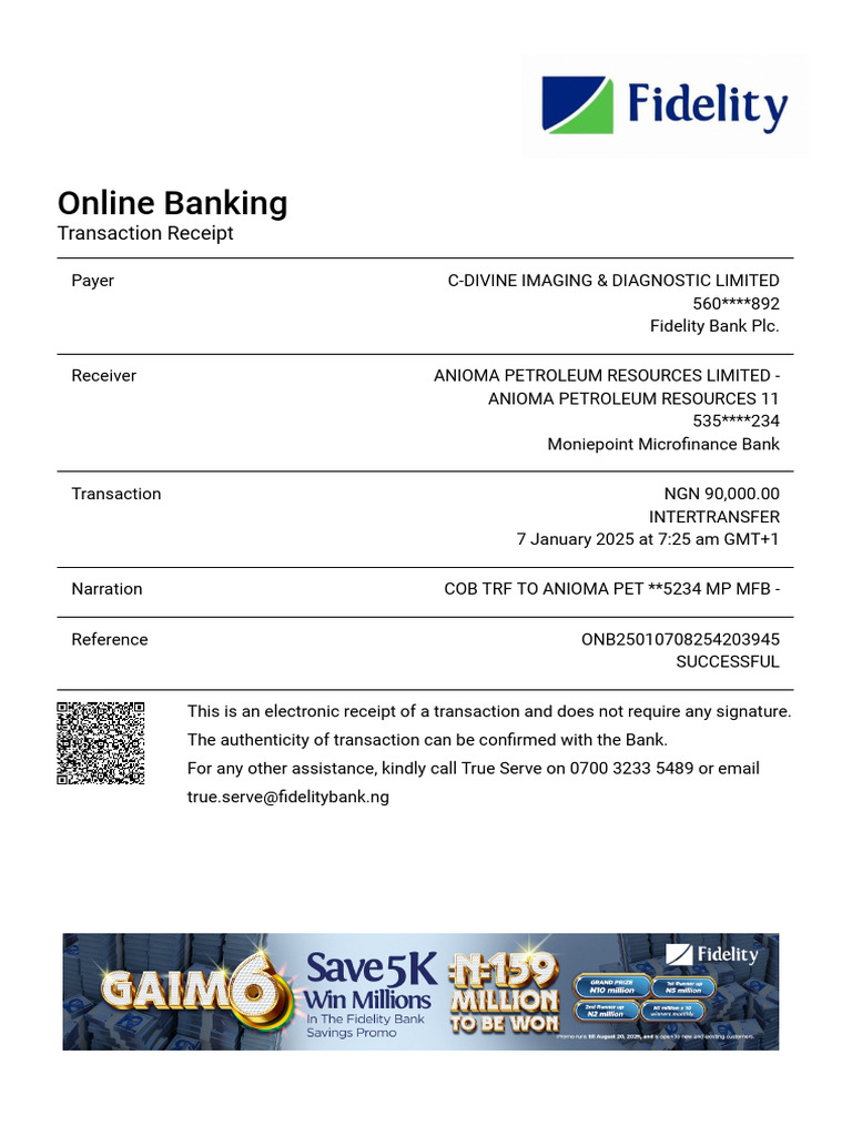 Online Banking Transaction Receipt | PDF