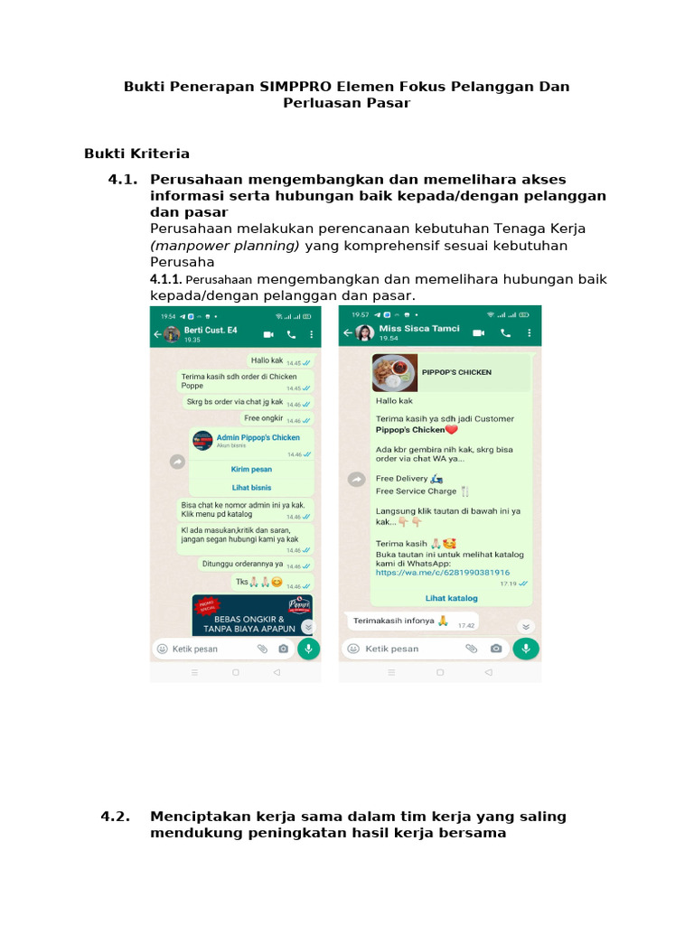 4. Bukti Penerapan SIMPPRO Elemen Fokus Pelanggan Dan Perluasan Pasar ...