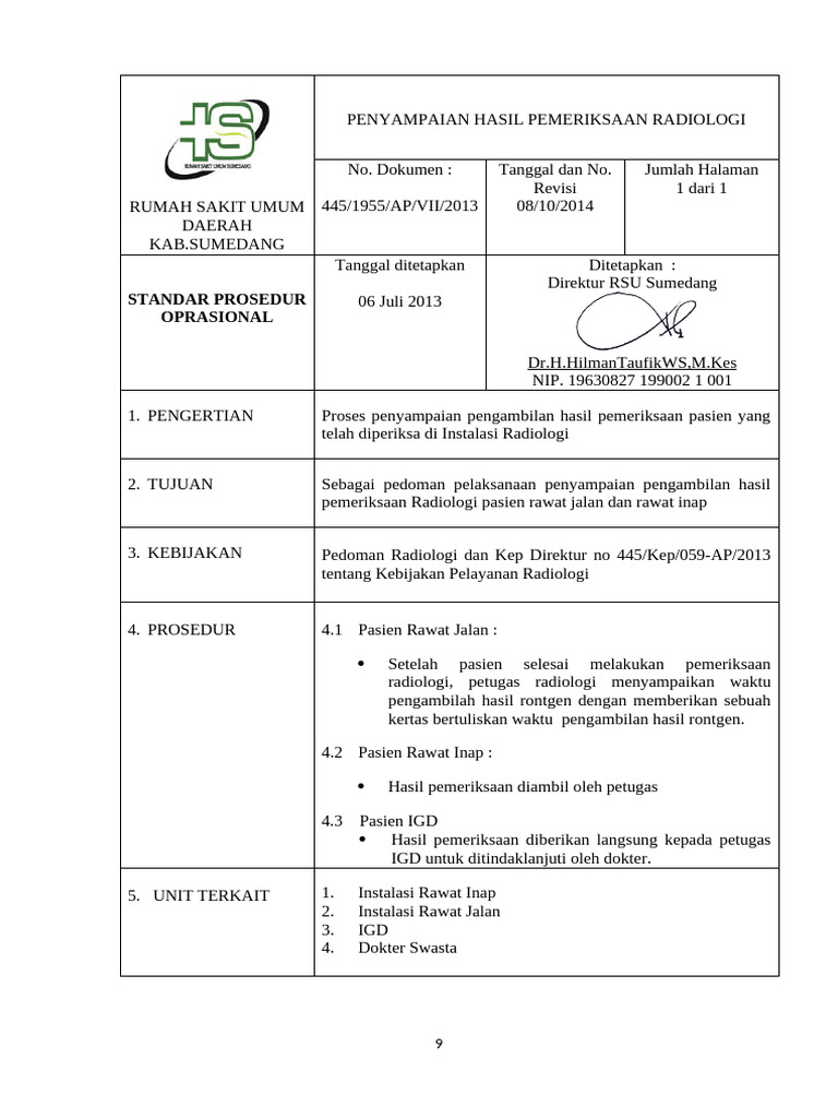 Penyampaian Hasil Pemeriksaan Radiologi | PDF