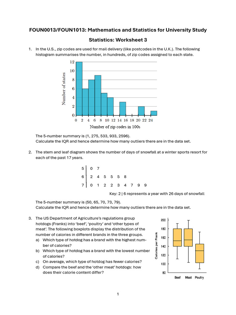 Statistics - Worksheet 3 | PDF | Estimator | Standard Deviation