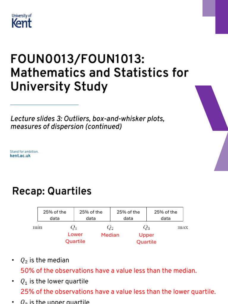 Statistics - Lecture Slides 3 - For Lecture | PDF | Quartile | Statistics