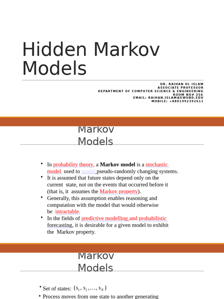 2024 Fall CSE366 12 HMM | PDF | Markov Chain | Probability Theory