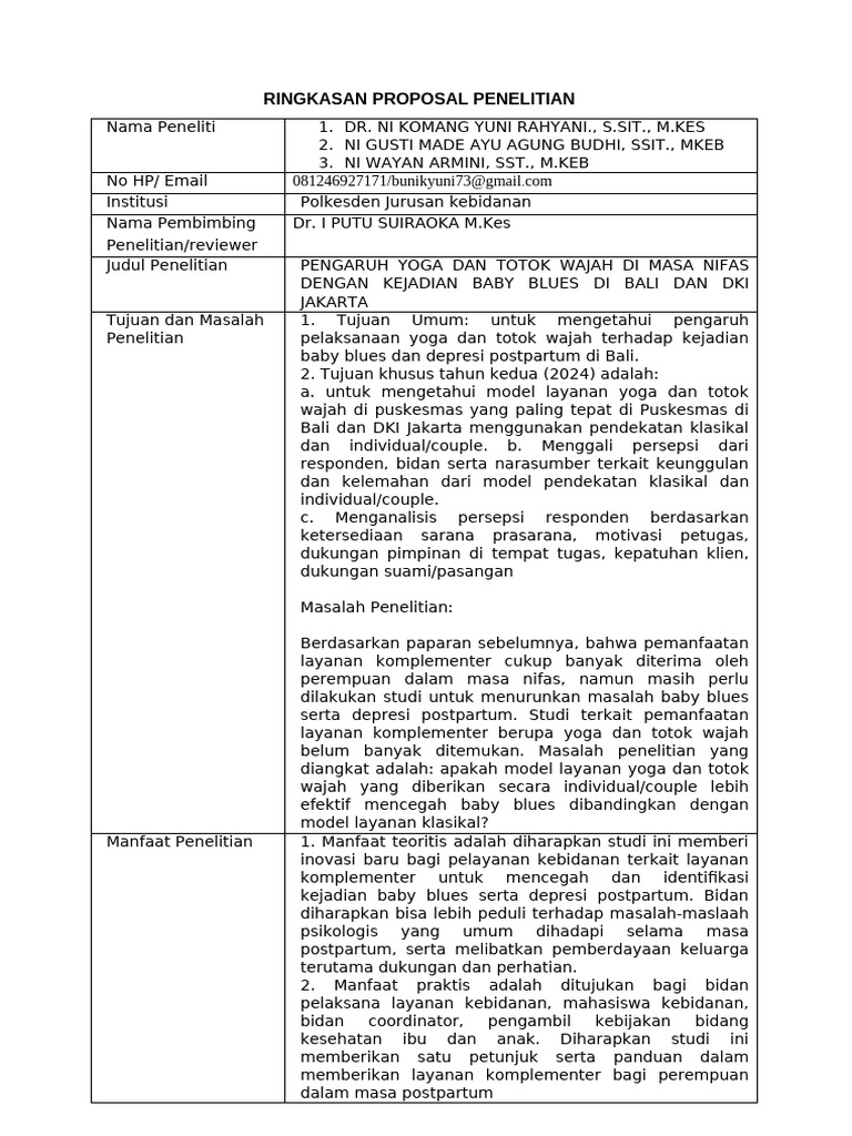 Format Ringkasan Proposal | PDF
