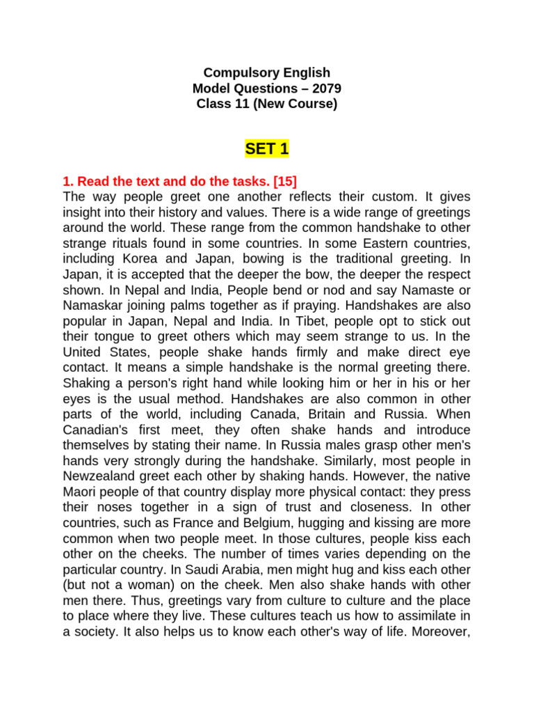 Class 11 English Model Questions | PDF | Neptune | Uranus