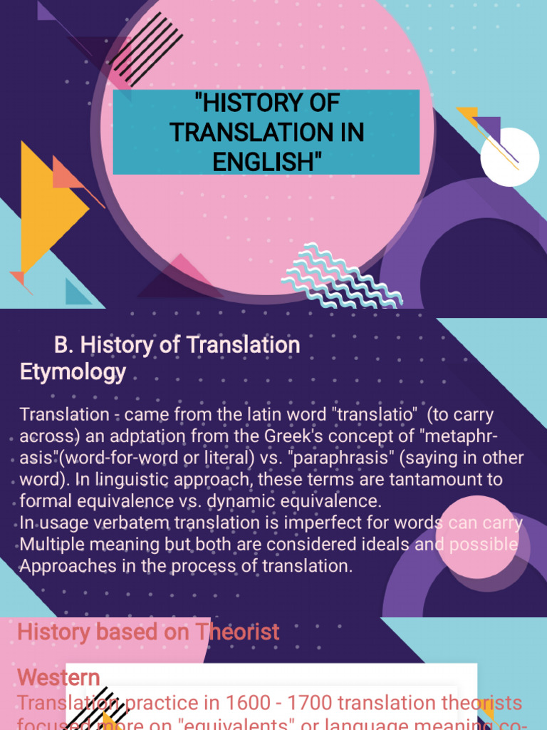 History of Translation in English | PDF | Translations | Applied ...