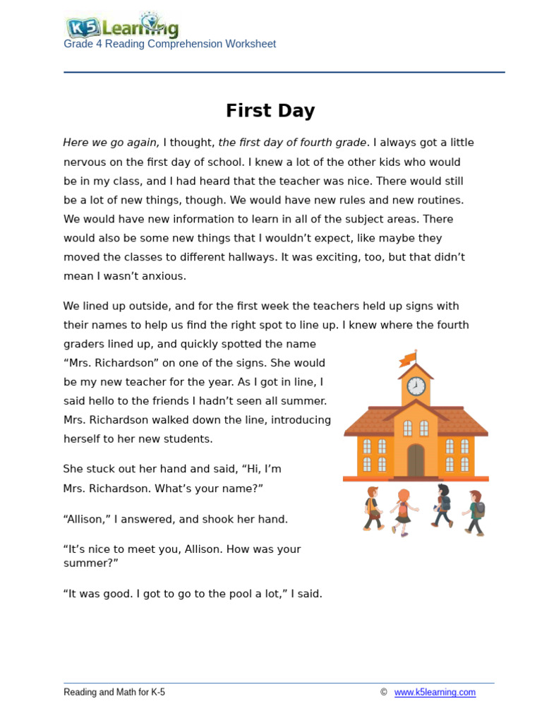 Grade 4 Reading Comprehension Activity | PDF