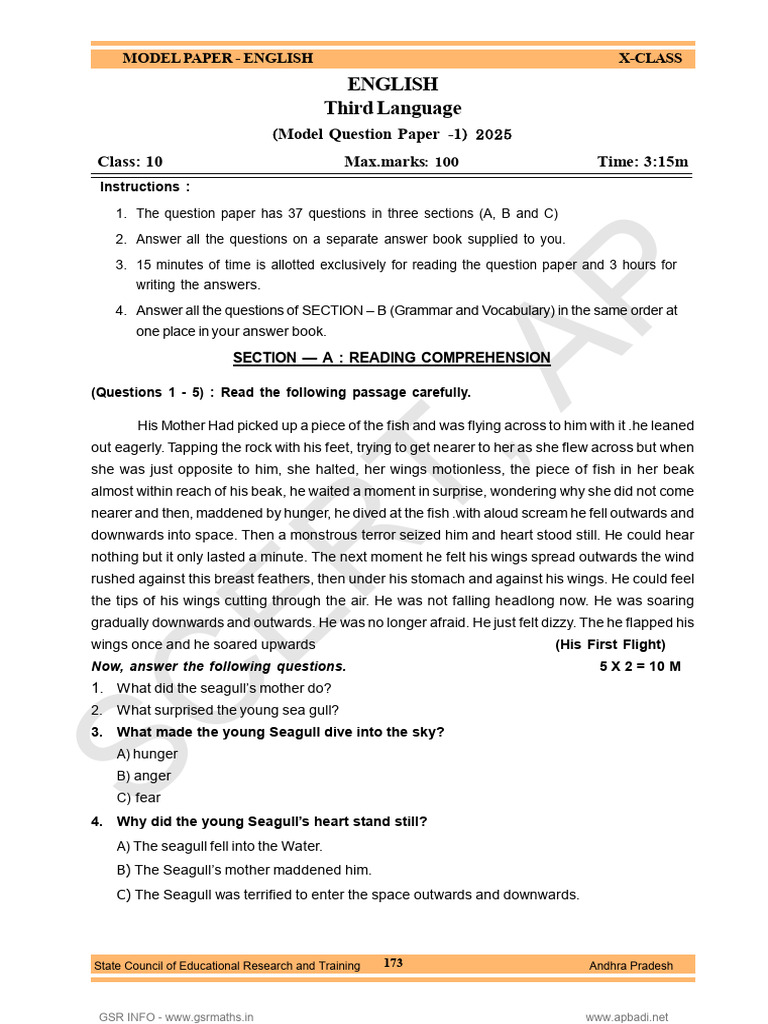 SCERT English Model Paper 2 | PDF | Fuels