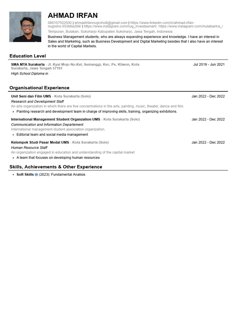 Ahmad Irfan Resume | PDF