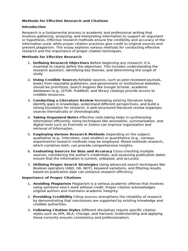 Methods For Effective Research and Citations | PDF | Citation | Plagiarism