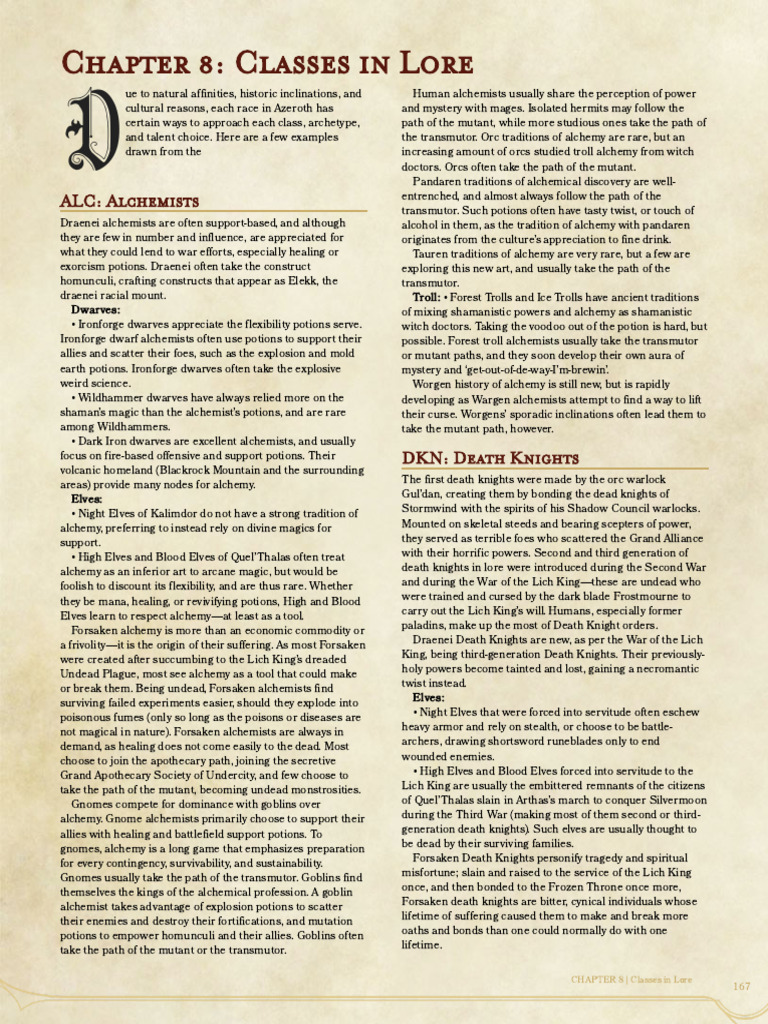 Chapter 8 (Classes in Warcraft) - 5e Warcraft Conversion Version 2.5 | PDF | Warcraft | Priest