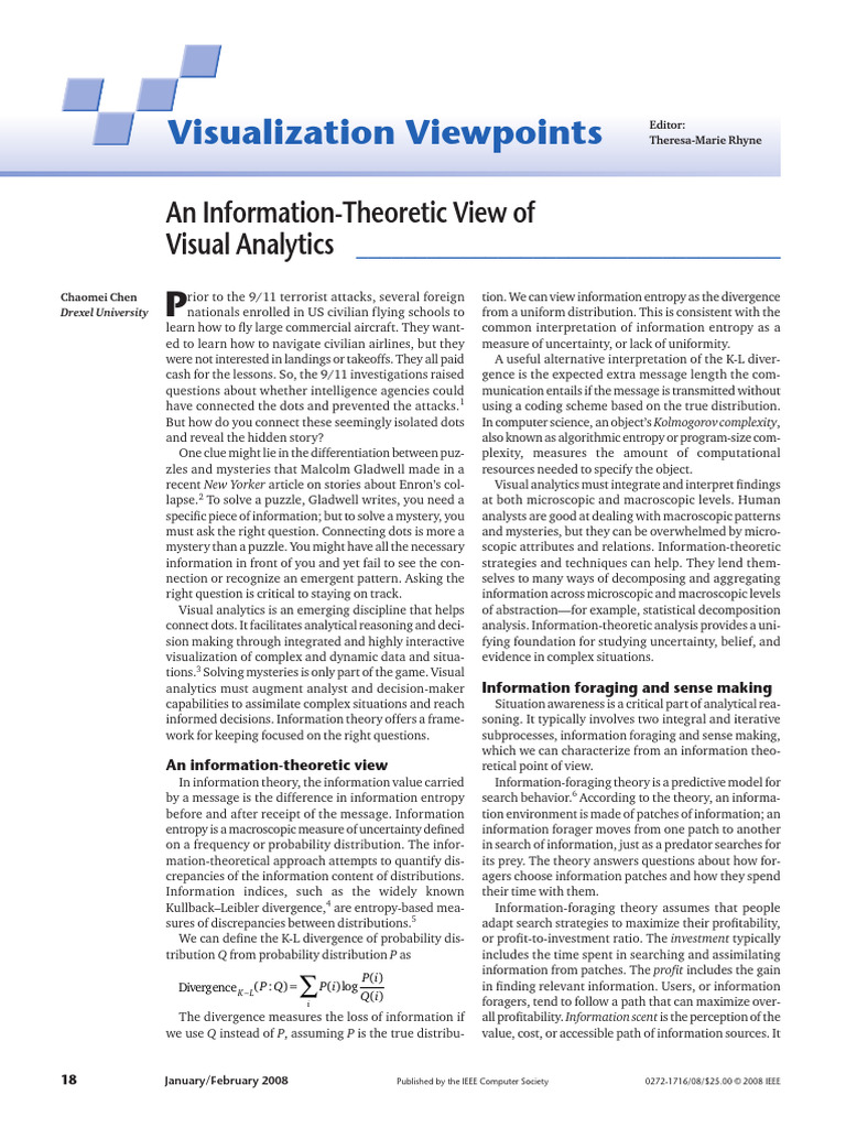 Visual Analytics From Information-Theoretic Perspective 2008 | PDF ...