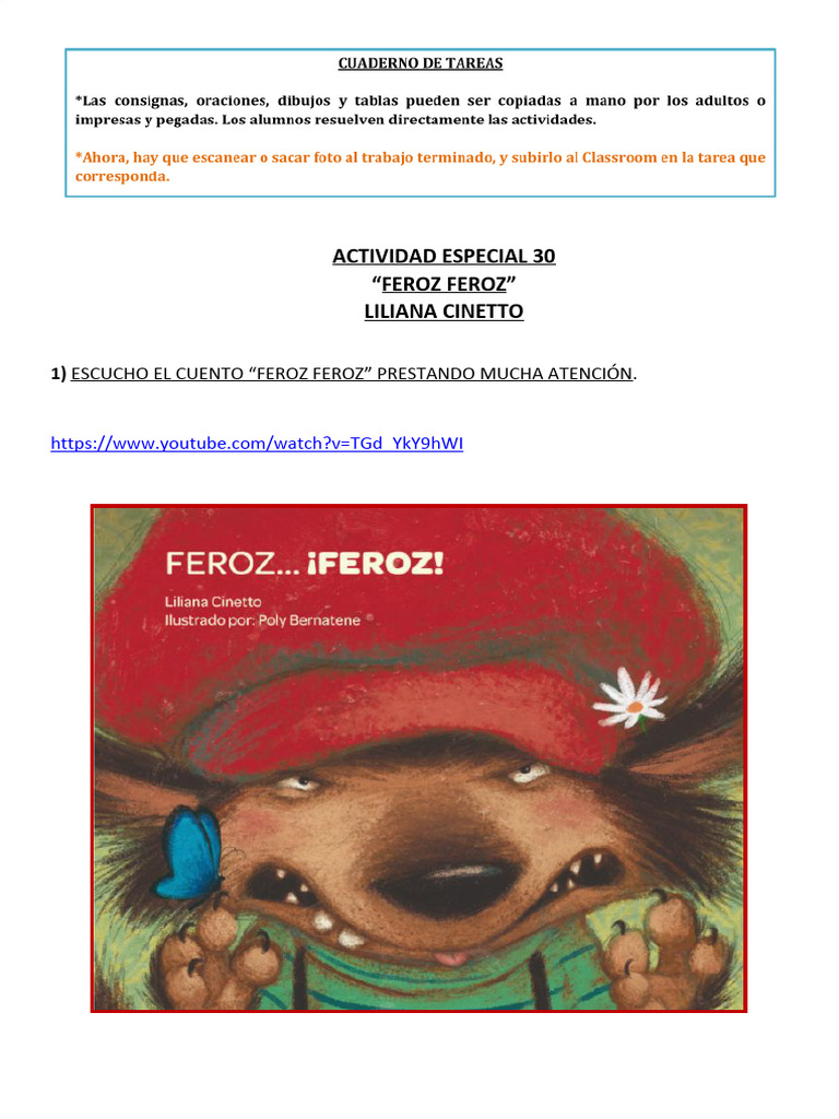 Actividad Especial 30 - Feroz Feroz - Seño Aldana | PDF