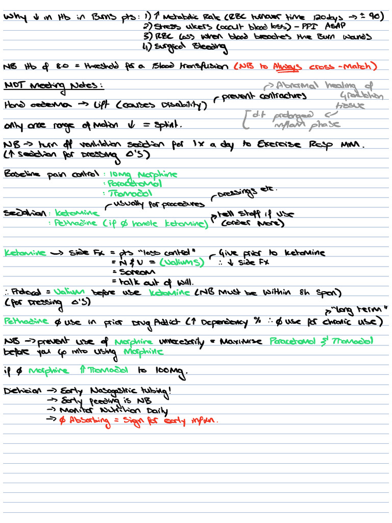 Burns Surgery Notes (A1E) | PDF | Burn | Edema
