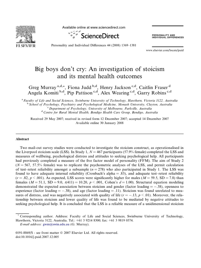 Big Boys Don T Cry An Investigation of S | PDF | Degrees Of Freedom ...