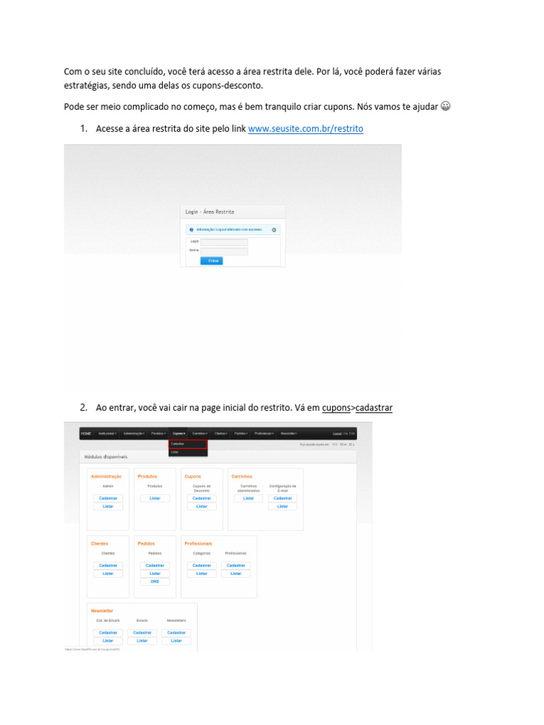 Como criar um cupom | PDF