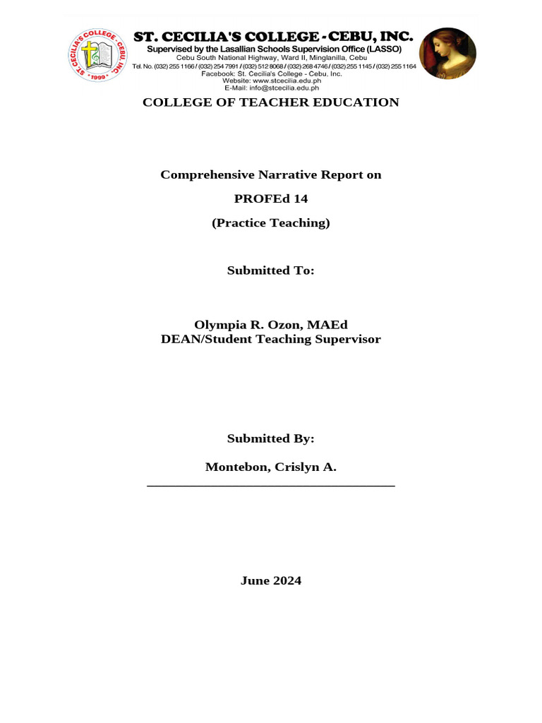 Practice Teaching Report for PROFEd 14 | PDF