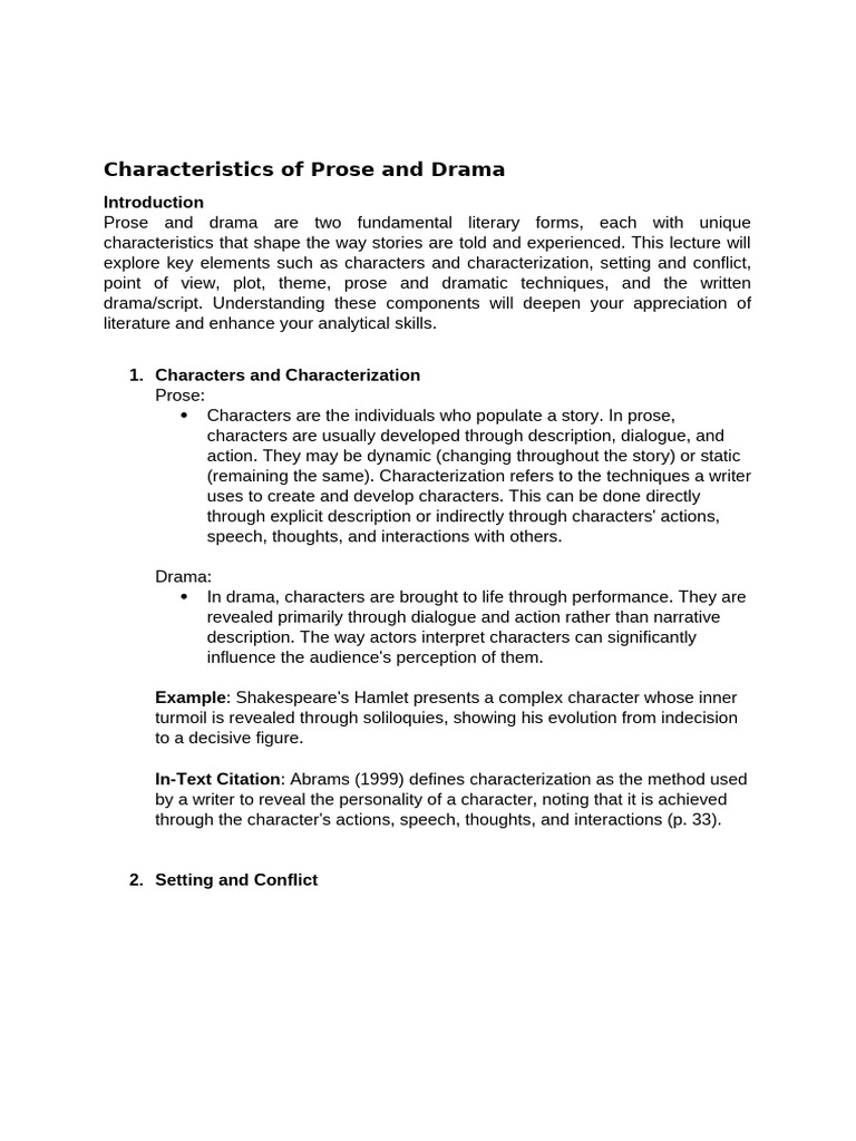 4 - Characteristics of Prose and Drama | PDF | Narration | Plot (Narrative)