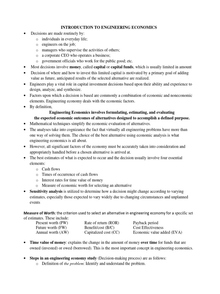 1 INTRODUCTION TO ENGINEERING ECONOMICS | PDF | Economics | Engineering
