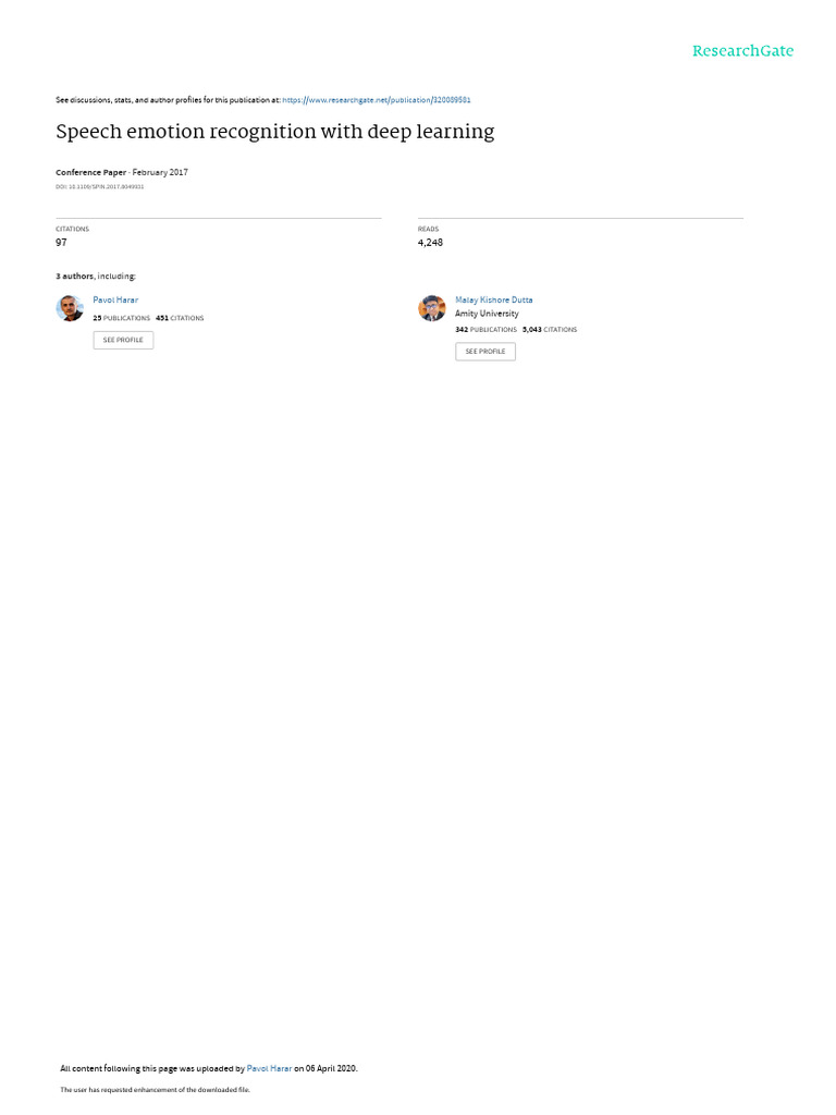 Deep Learning for Emotion Detection | PDF | Deep Learning | Support ...
