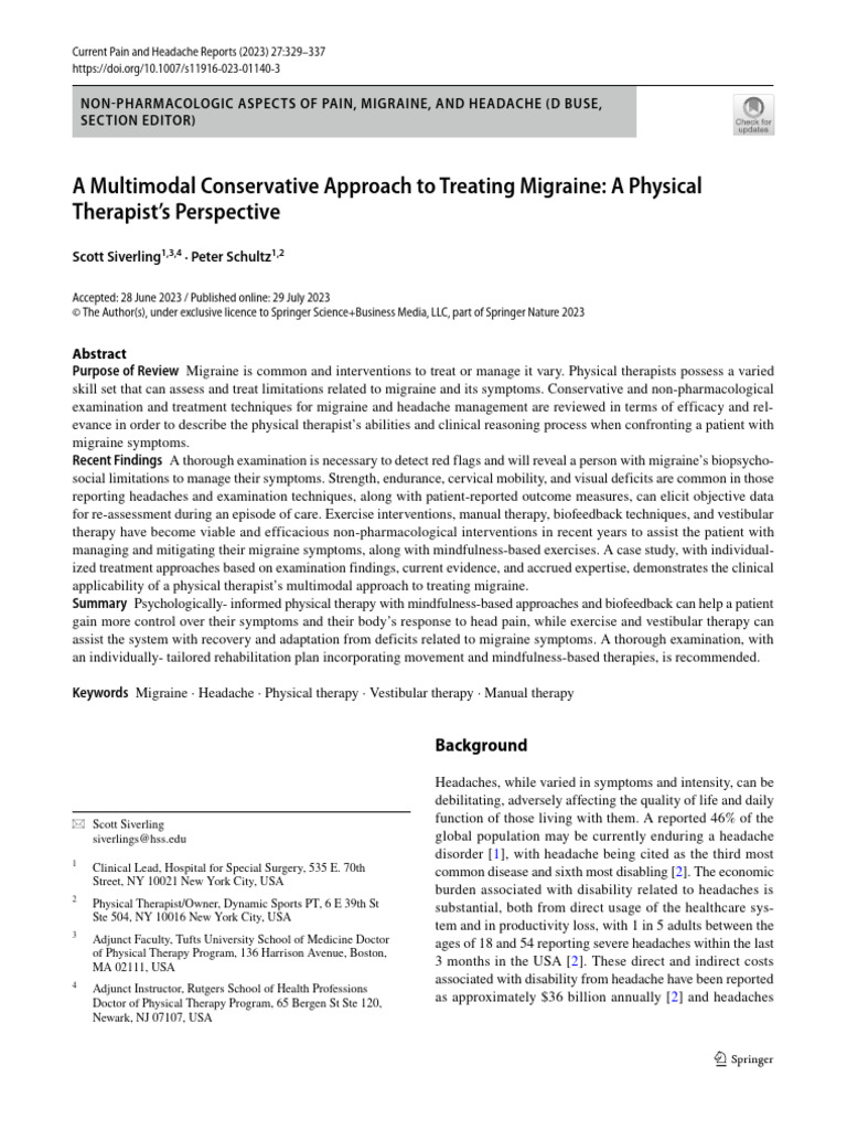 A Multimodal Conservative Approach To Treating Migraine A Physical ...