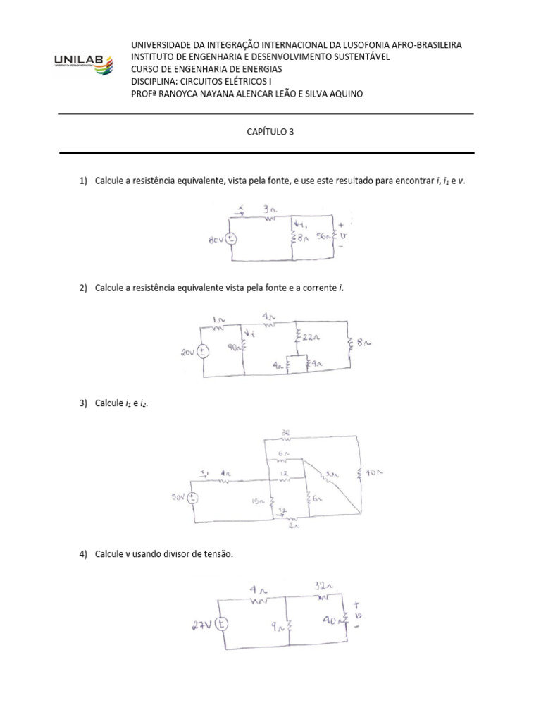 Lista de Exercícios - Capítulo 3 | PDF