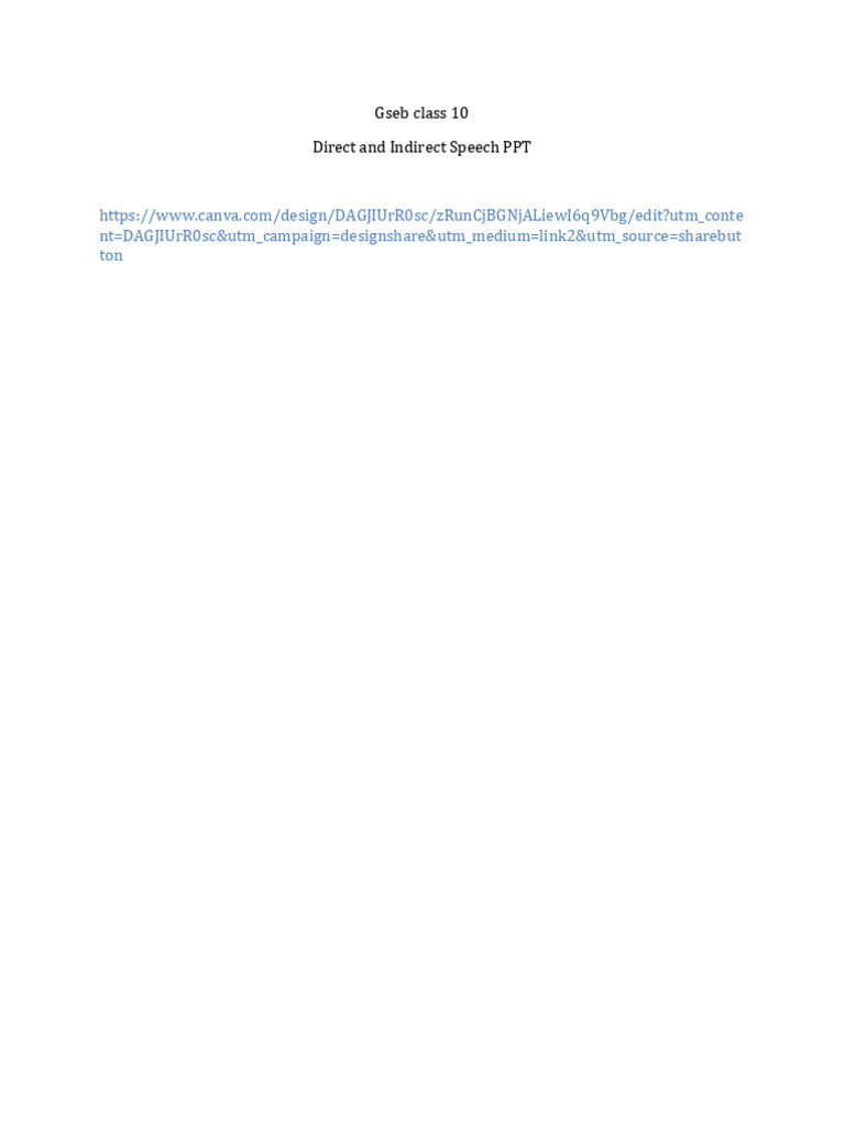 Class 10 Speech: Direct vs Indirect | PDF