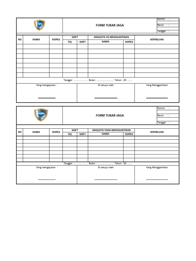 Form tukar shift | PDF