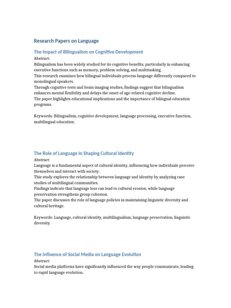 Language Research Papers | PDF