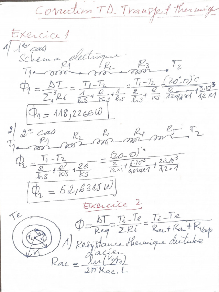 Correction TD Transfert Thermique | PDF