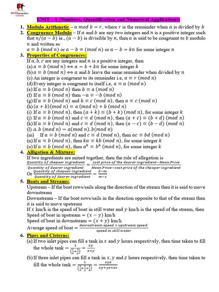 Applied Math Formulae and Basic Concepts (XII) | PDF | Matrix (Mathematics) | Determinant