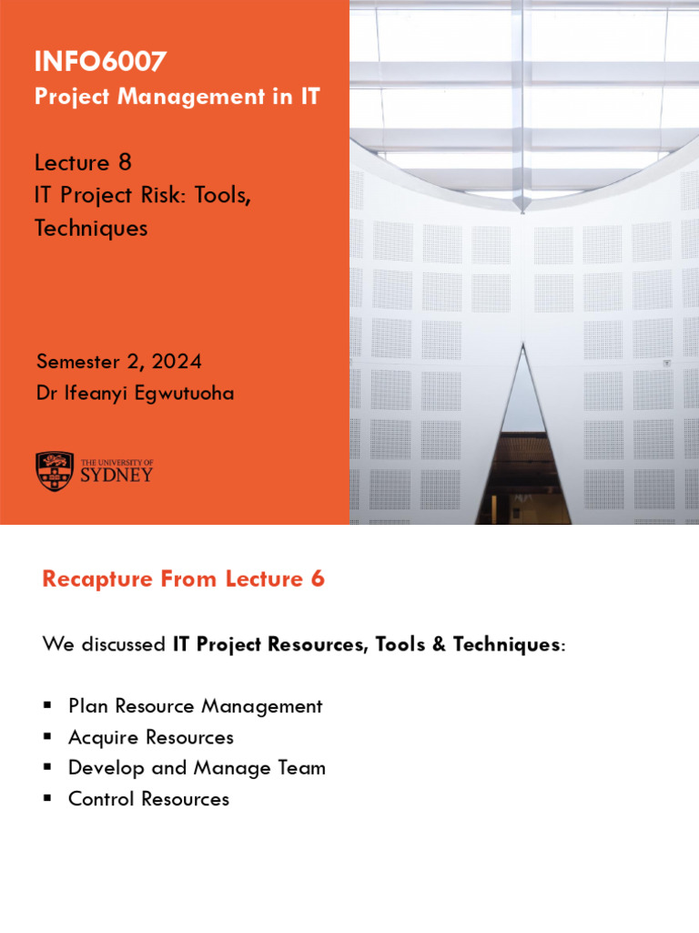 Lecture 8 Managing Project Risk | PDF | Risk | Risk Assessment