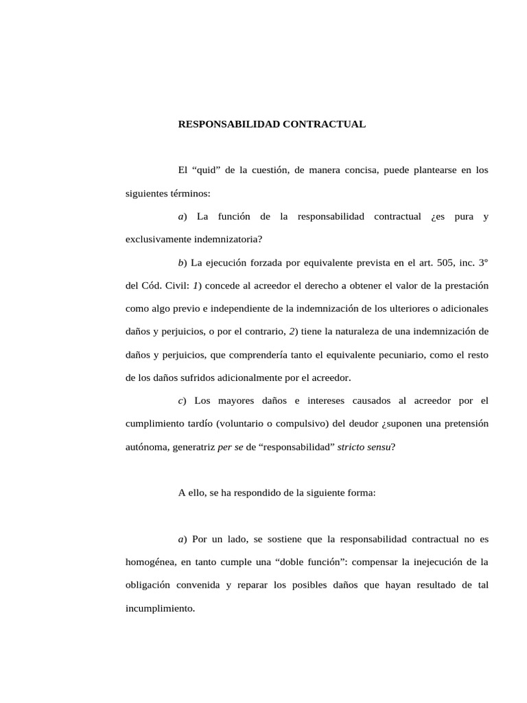Responsabilidad Contractual | PDF | Daños y perjuicios | Bienes (Ley)