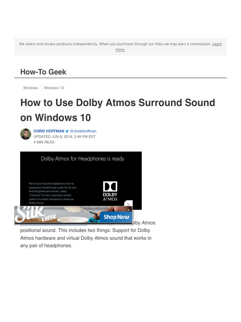Windows 10 Dolby Atmos Guide | PDF | Windows 10 | Microsoft Windows