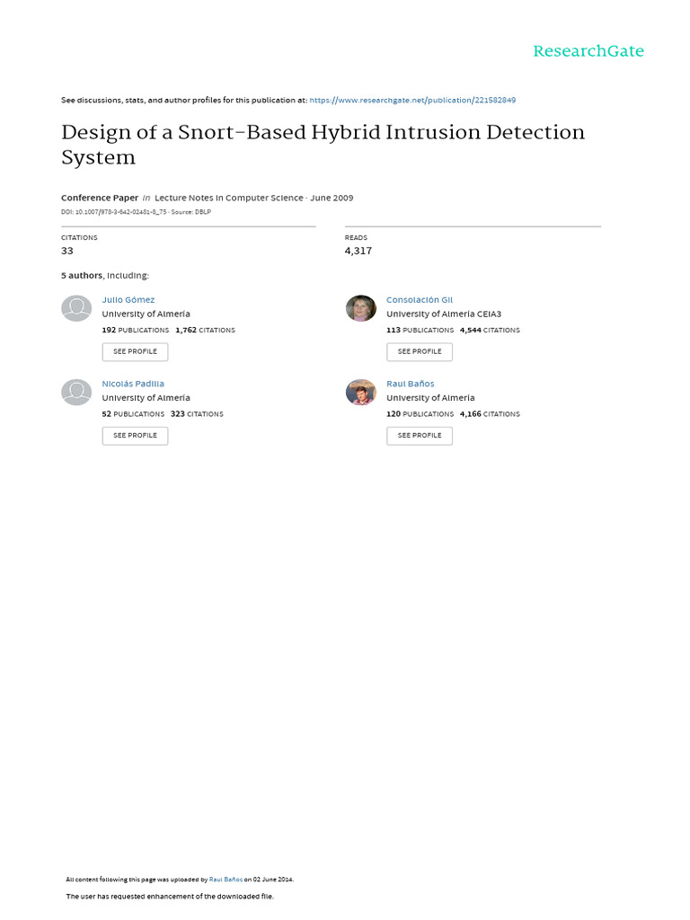 Design of A Snort-Based Hybrid Intrusion Detection | PDF | Computing ...