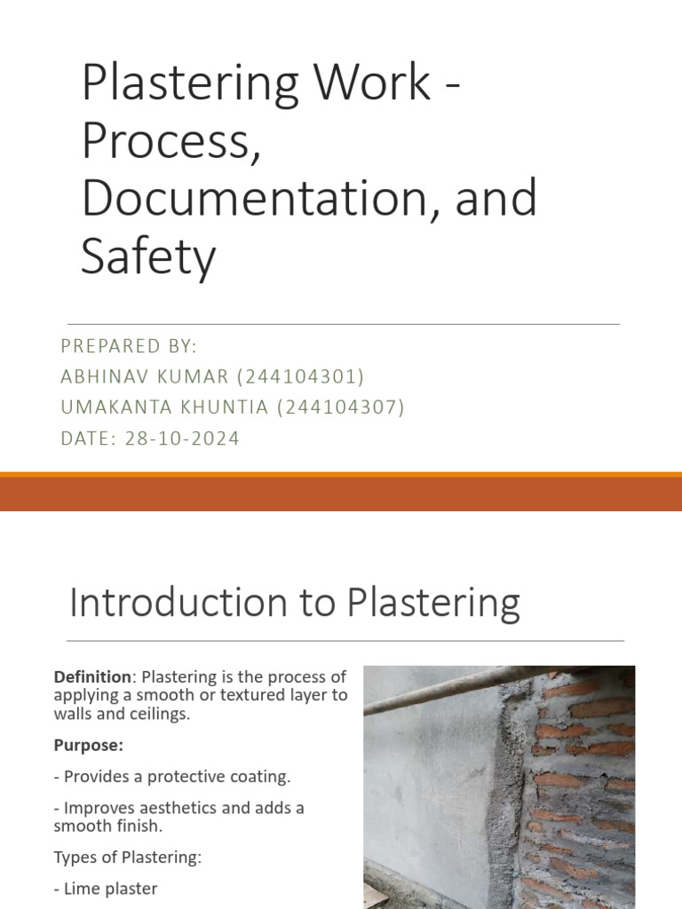 Plastering - Presentation AU | PDF | Materials | Building Materials