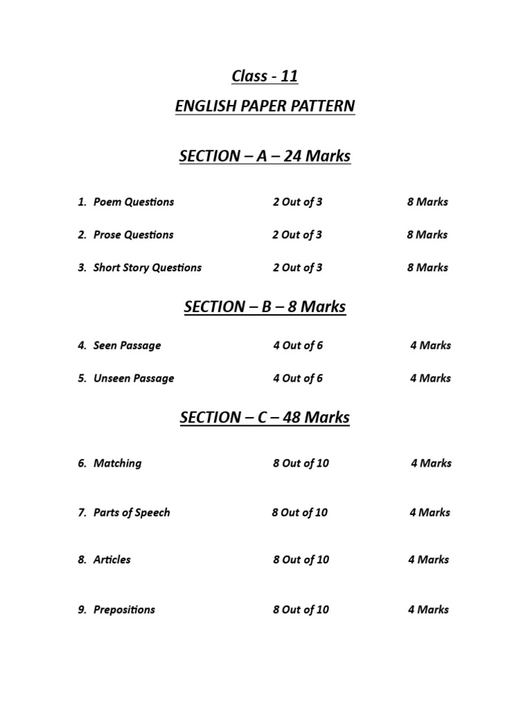 English Paper Pattern | PDF