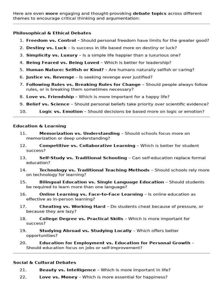 Debate Topics | PDF | Learning | Artificial Intelligence
