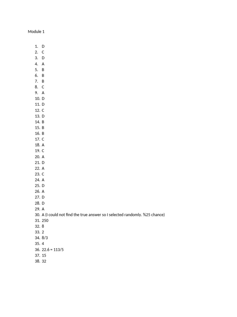 Module 1 Answer Key and Scores | PDF