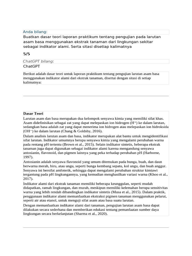 Indikator Alami Asam Basa dari Tanaman | PDF
