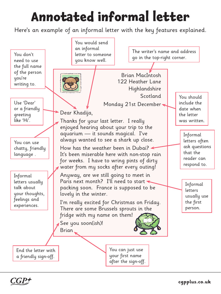 Annotated Informal Letter (Years 3-4) Full Colour - E2WAE82 | PDF