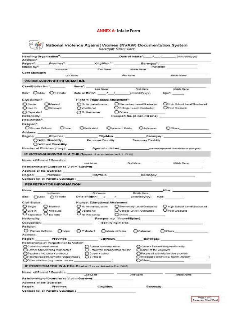 ANNEX A - Intake Form | PDF